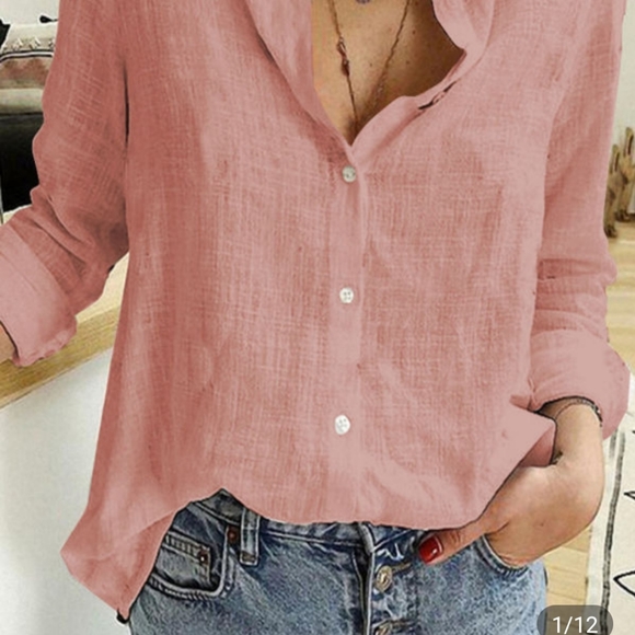 Tops | Pink Textured Basic Long Sleeve Shirt | Poshmark